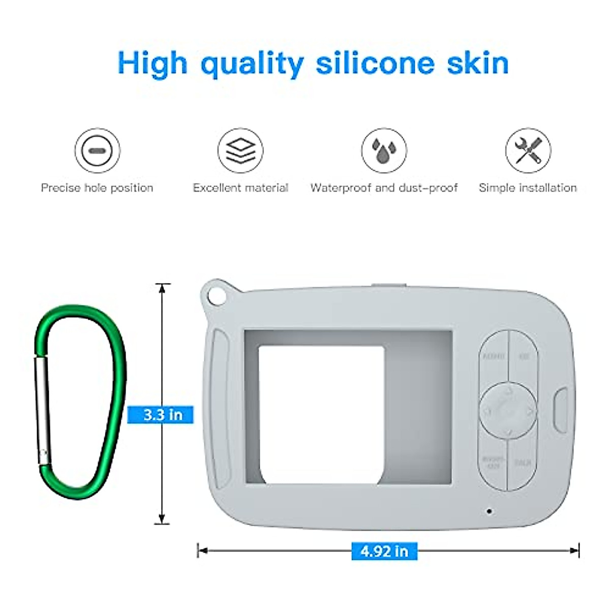 VOMENC Silicone Case for Infant Optics DXR-8 Video Baby Monitor 3.5" Display Only (Not Compatible with DXR-8 PRO) (Grey)