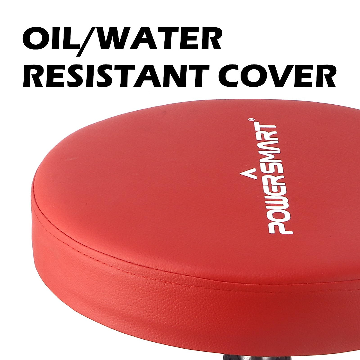 PowerSmart Rolling Mechanics Seat, 300 LBS Capacity Heavy-Duty Pneumatic Adjustable Garage Stool with Tool Tray Storage