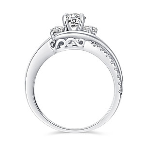 Molioaki 1 Carat (ctw) D-VVS1 moissanite engagement rings for women Platinum Plated Silver ring moissanite rings-Y10