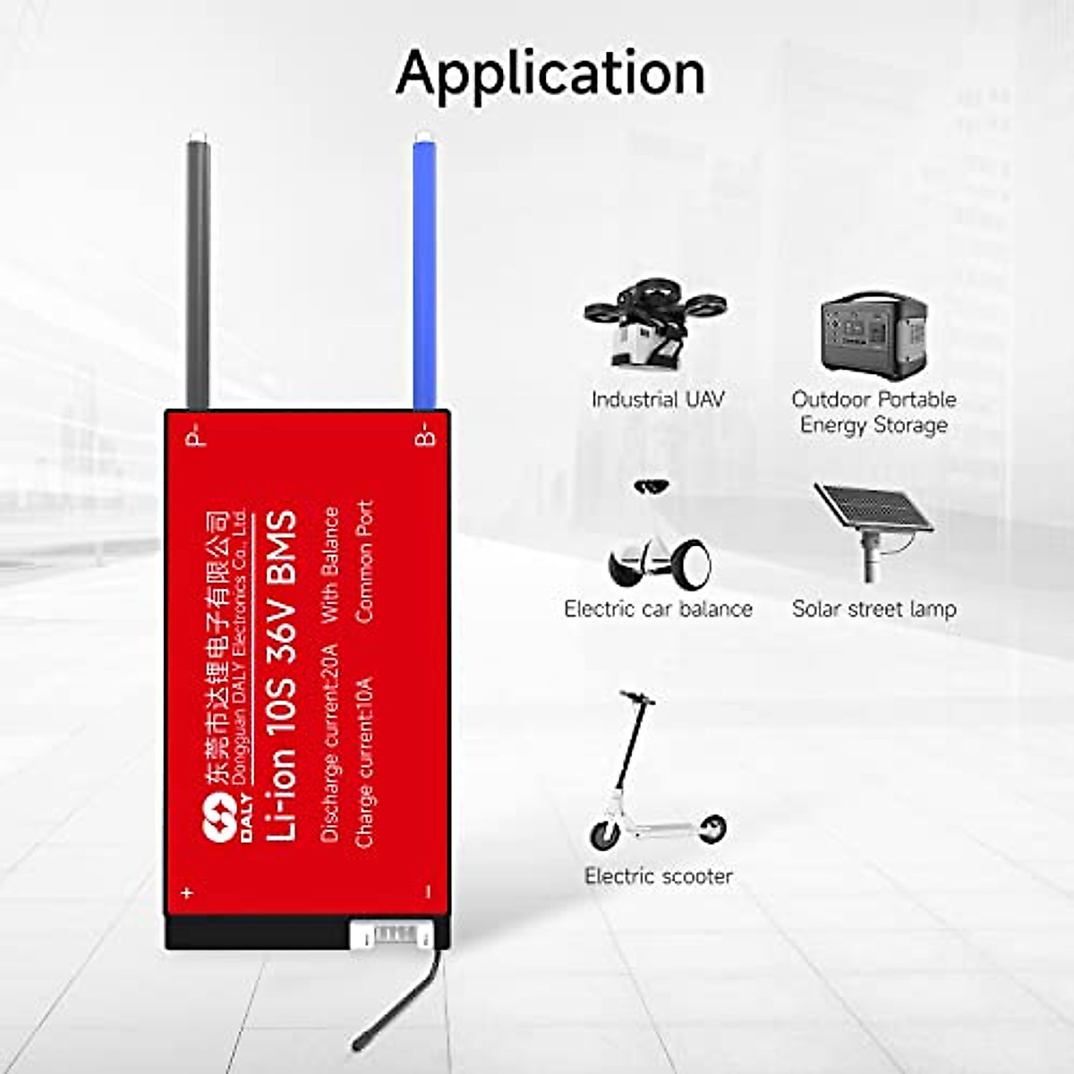 DALY BMS 10S 36V 20A Li-ion Battery Protection Module PCB Protection Board with Balance Leads Wires BMS for 18650 Battery Pack 36V(Standard BMS,20A)