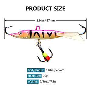 BASSDASH Ice Fishing Lures with Glide Tail Wings Winter Ice Jigging Fishing Jigs for Bass Perch Walleye Pike