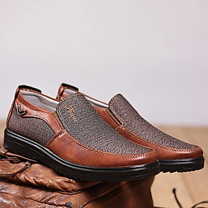 COSIDRAM Mens Loafer Casual Shoes Canvas Lightweight Driving Travel Walking Shoes Soft Slip on Brown 9.5