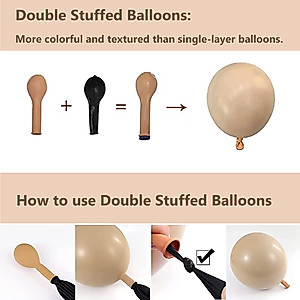 Nude Neutral Balloon Garland Arch Kit-119Pcs Tan Beige Double Stuffed Balloons White Sand Cream for Boho Teddy Bear Theme Baby Shower Gender Reveal Birthday Party Decoration Supplies