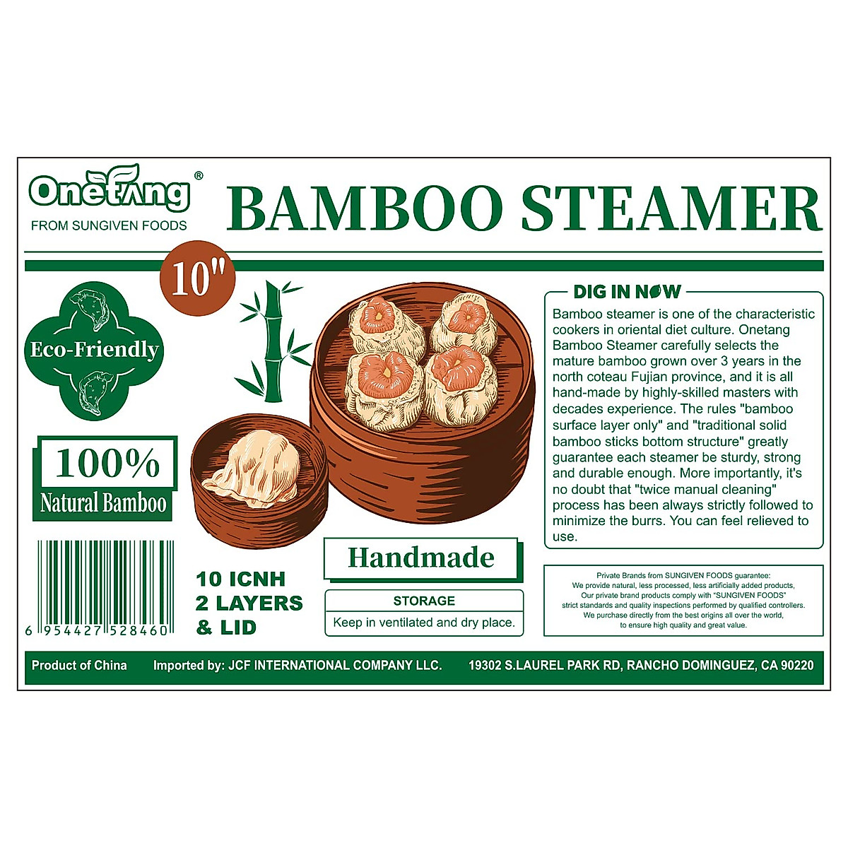 ONETANG 10 Inch Bamboo Steamer Basket, 2 Tier Steamer for Cooking, 20 Paper Liners, Perfect For Dim Sum, Chicken, Fish, Veggies, Natural Handmade Weaver, Eco-Friendly Gift Box (Holiday Gifts)