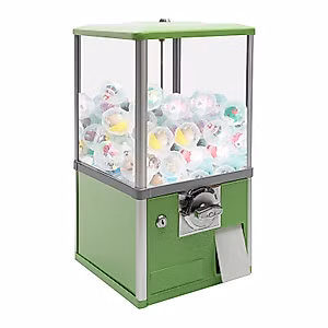 CNCEST Vending Machine, 20.87" Height Candy Gumball Machine, Huge Load Capacity Gumball Bank, Candy Vending Machine for 1.77-1.97in Gadgets, for Game Stores and Retail Stores (Green)