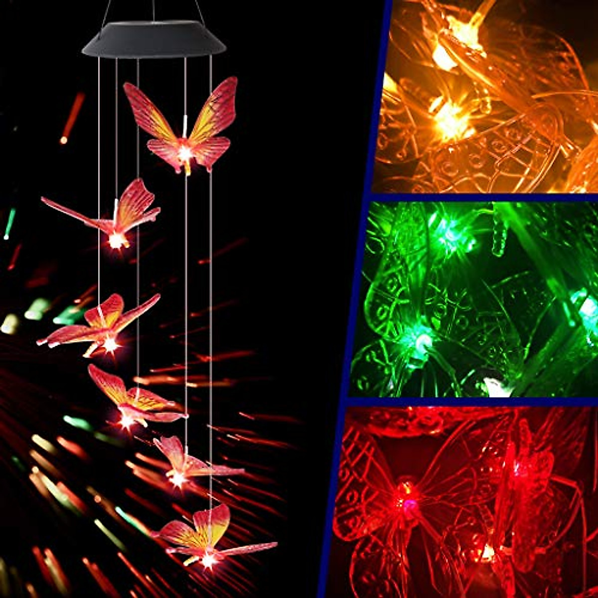 Color Powered Garden Solar Wind Light Lamp LED Changing Hanging Chime LED light Christmas Lights for Room Led