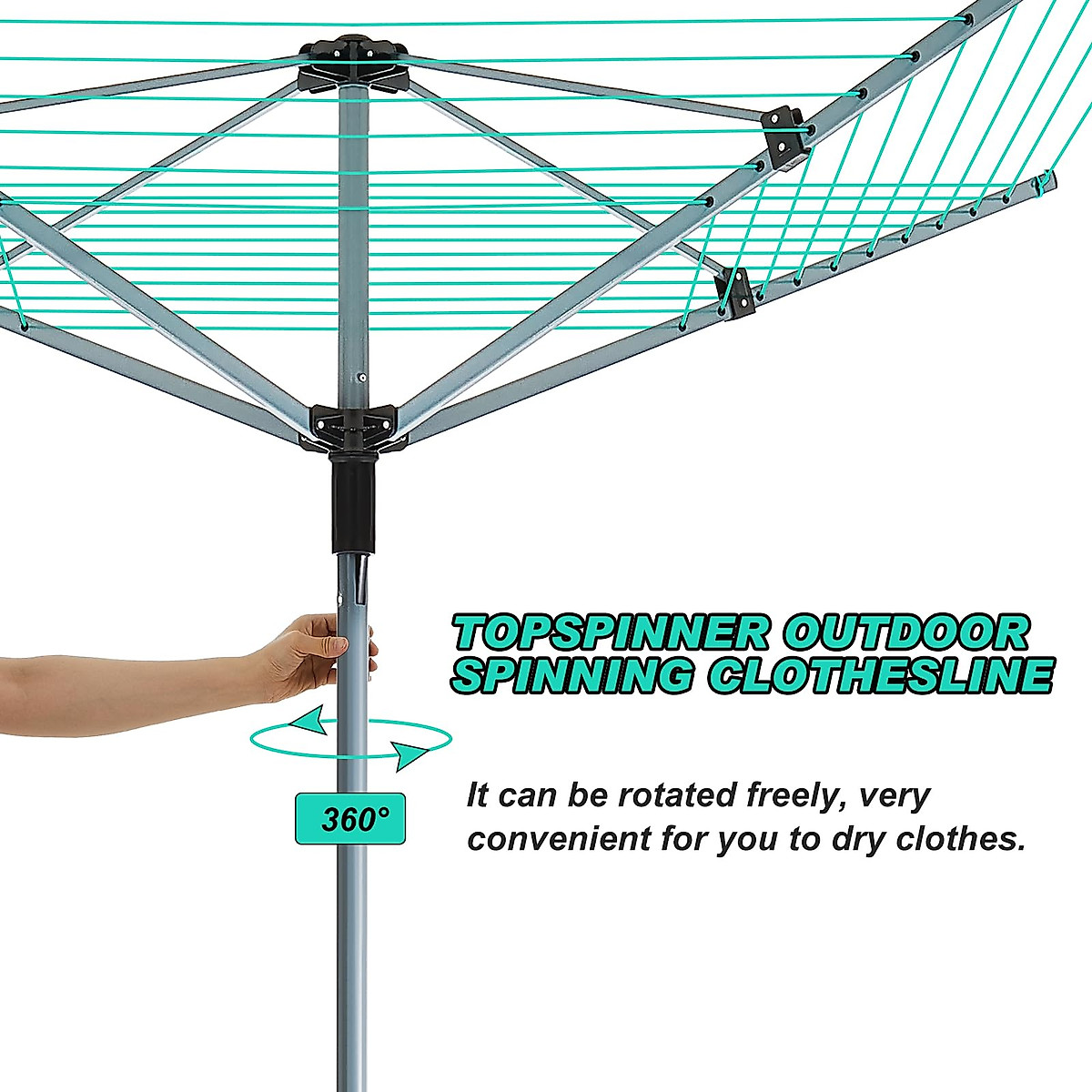 Mifoci 2 Set 4 Arm Outdoor Clothesline Collapsible Rotary Umbrella Clothesline Adjustable Clothes Drying Rack Folding Umbrella Clothes Dryer with Ground Spike Cover for Laundry 164.04 ft Drying Space