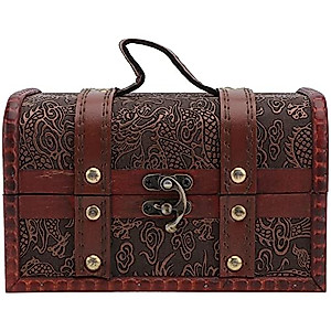 LDCHNH Vintage Wooden Treasure Storage Box Piggy Bank Organizer Saving Box Case Dustproof Earring Rings Necklace Box