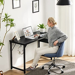 Computer Desk 48 Inch Home Office Desk Writing Desks Work Table Small Space Desk Study Table Modern Simple Style Student Desk PC Workstation with Storage Bag and Iron Hook Wooden Desk for Home