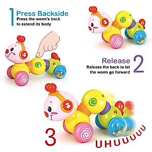 Stone and Clark Musical Press & Go Caterpillar Toy, Baby Toys 6 to 12 Months, Light Up Head Inchworm Infant Toys, Baby Crawling & Educational Toys for 1 Year Old Boys & Girls