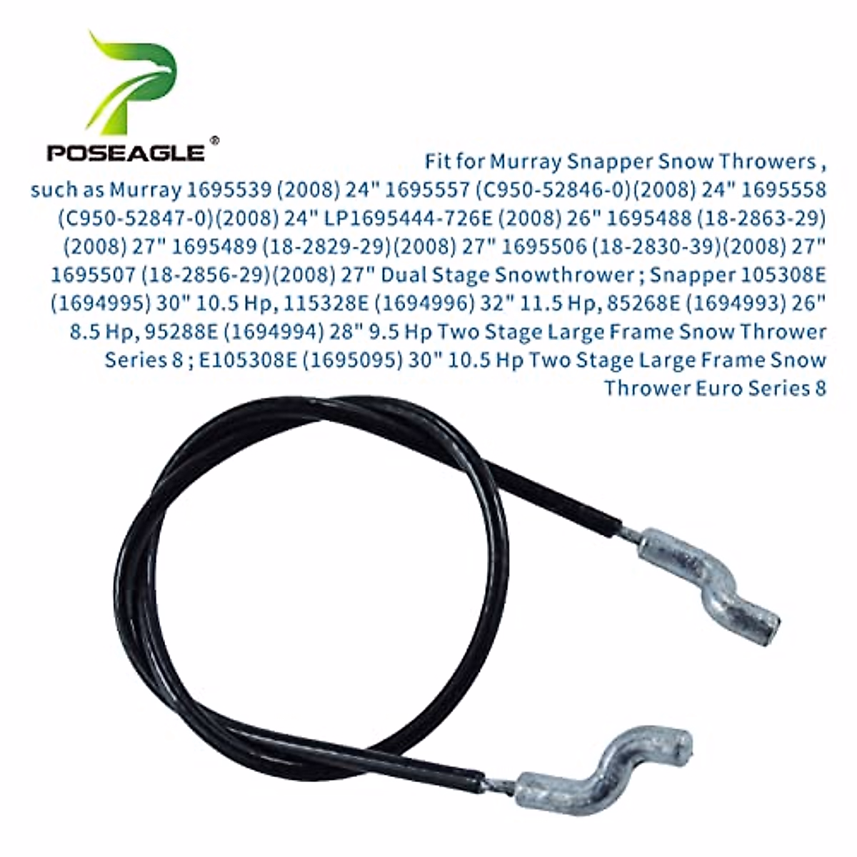 POSEAGLE 2 Pack 1501122MA Snow Thrower Clutch Drive Cable Compatible with Briggs and Stratton 1501122MA, 313449MA, 722095, MT1501122MA, Craftsman 1501122MA, Craftsman 313449, Craftsman 1501122
