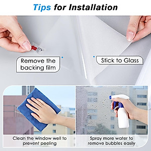 Haton Window Privacy Film Frosted Glass Film for Bathroom, Static Cling Sun Heat Blocking Window Clings, Opaque Frosting Coverings Tint for Home Door, Non-Adhesive, Pure 17.5" x 78.7"