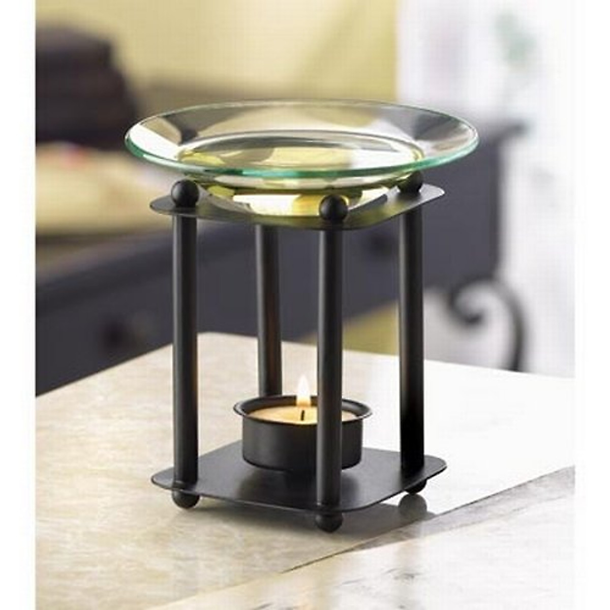 Gifts & Decor Modern Art Oil Burner Contemporary Asian Candle Aroma, Black