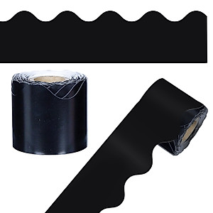 Carson Dellosa Black Bulletin Board Borders, 36 Feet of Scalloped Black Classroom Borders for Bulletin Board, White Board, Cork Board, Locker, Room Decor, Desk Decor, and Classroom Decor