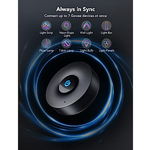 Govee Music Sync Box, Bluetooth Group Control 7 Devices, 22 Dynamic Music Modes, Battery Powered, USB Charged, Supports All Govee Smart Color Light Products