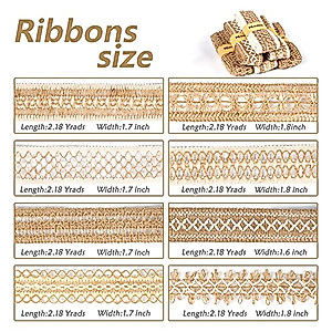 VGOODALL Jute Ribbons, 8 Rolls Burlap Lace Ribbons Rustic Ribbons for Crafts Gift Wrapping Party Decor
