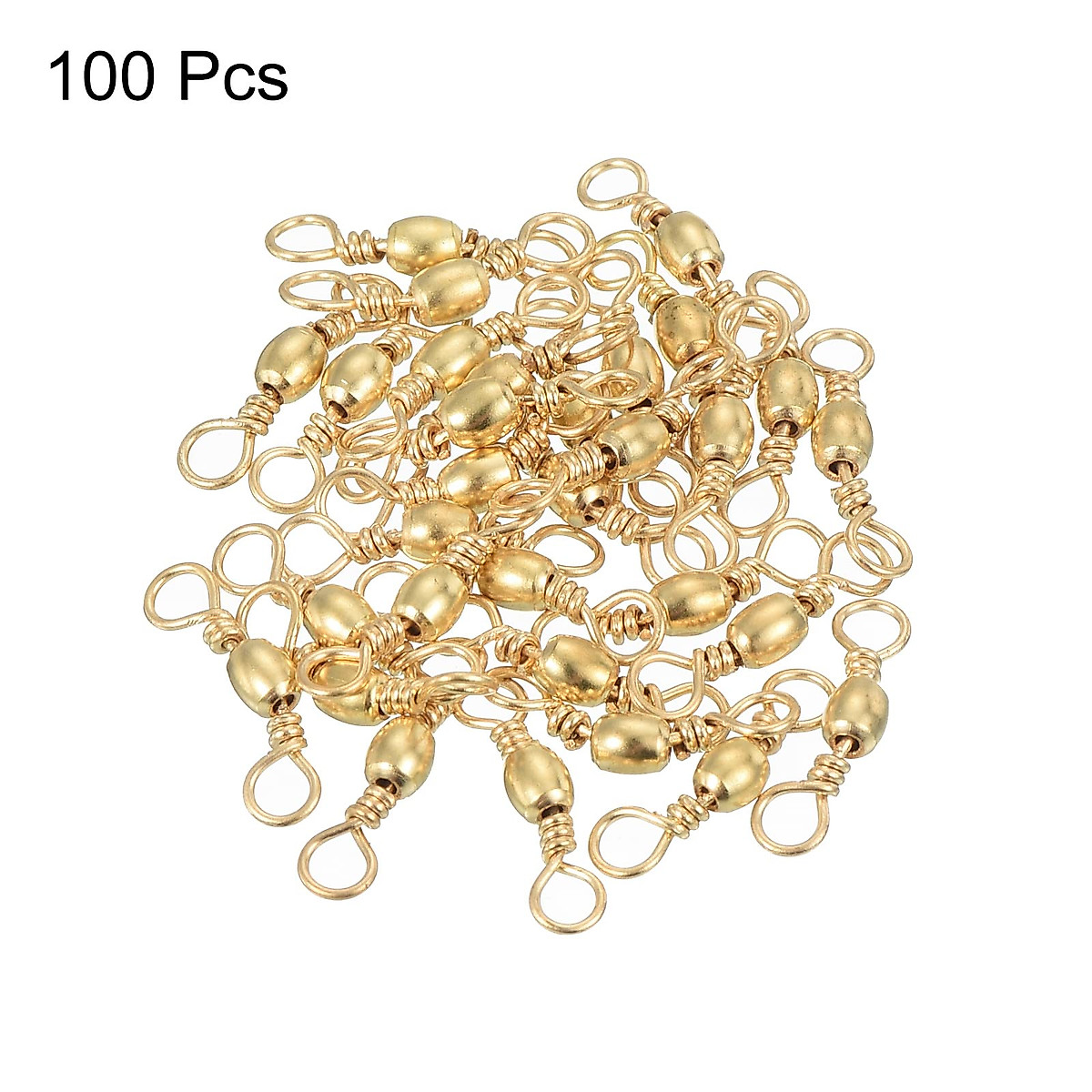 PATIKIL Fishing Barrel Swivel, 100Pcs 33lb Carbon Steel Solid Ring Terminal Tackle, Golden