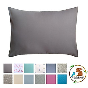 Ella & Max Toddler Pillowcase. Charcoal Gray Dark Grey Soft & Cuddly. Fits 13x18 & 14x19 Toddler Pillows. Easy to wash & no Ironing. Handmade in USA. Made of Luxury Microfiber Fabric.
