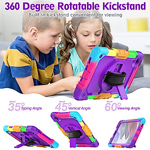 ausleben Case for Samsung Galaxy Tab A7 Lite case 8.7 inch 2021 SM-T220/SM-T225.Full Body Protection Case with Built-in Screen Protector Pen Holder [360 Rotating Hand Strap] (ColorfulPurple)