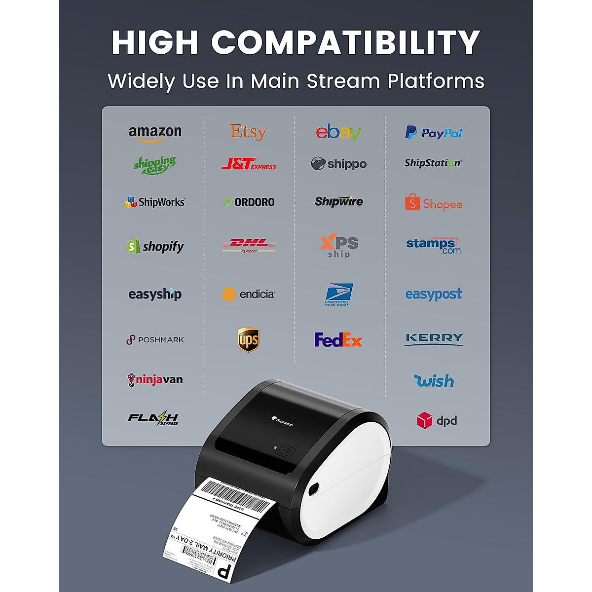 Phomemo Shipping Label Printer Bluetooth Thermal Label Printer - Wireless Bluetooth Printer Compatible with Phone&PAD&PC, Built-in Label Holder 4x6 Printer for Amazon, Shopify, Etsy,USPS,Ebay,Temu etc