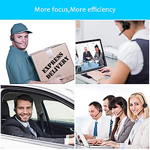 Golvery Bluetooth Headset with Mic for Phone, Office Wireless On-Ear Headphones for Office Call Center PC Skype, Noise Cancelling Mic, 15 Hours Talking Time, 200 Hrs Standby, Multi-Point, Mute ON/Off