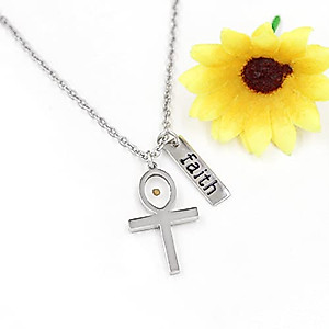 Uloveido Stainless Egyptian Ankh Cross Necklace Faith Jewerly Mustard Seed Pendant Christian Graduation Gifts Y559 (Oval Cross)