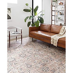 Loloi II Skye Collection SKY-01 Blush/Grey 2'-0" x 5'-0", 13" Thick, Accent Rug, Soft, Durable, Vintage Inspired, Distressed, Low Pile, Non-Shedding, Easy Clean, Printed, Living Room Rug