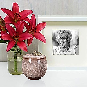 Small Urns for Human Ashes, Ceramic Memorial Keepsake Urns, Hold 5.5 Cubic Inches of Ashes, Beautiful Mini Sharing Funeral Urns with Exquisite Box (White)