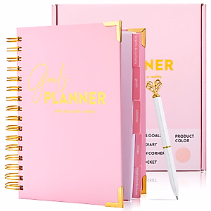 A5 Undated Daily Weekly Monthly Diary Journal Planner Agenda Notebook-Make Your Goals a Reality -Gratitude & Goals 6 Month Hardcover Spiral Bound Journal