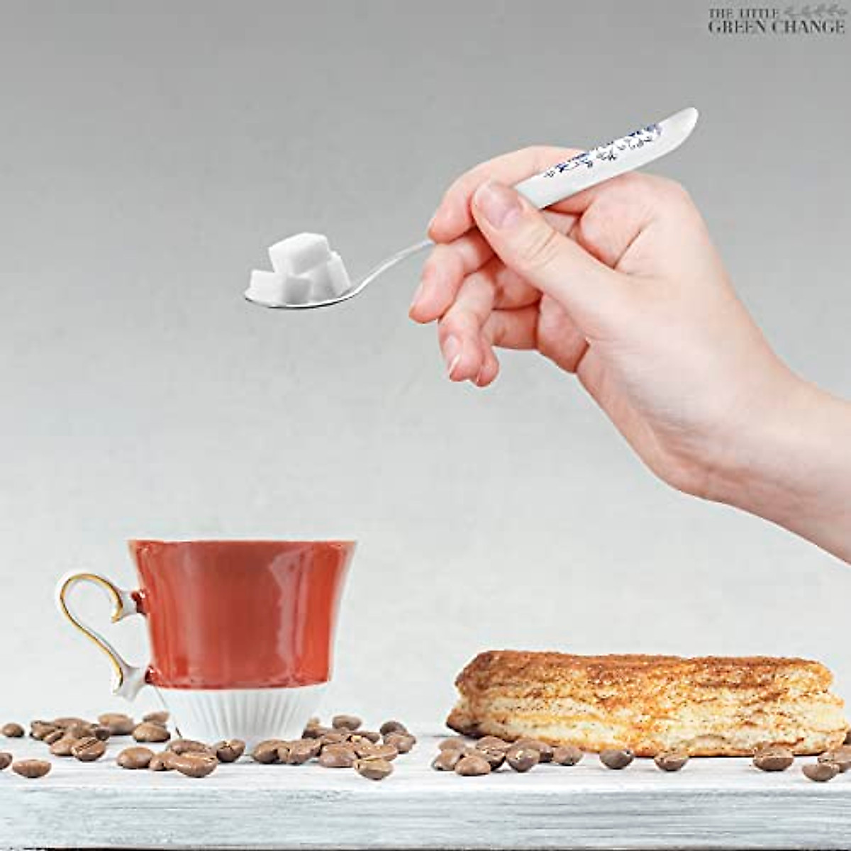 6Pcs Coffee Spoons for Coffee Bar - Chinese Floral Stainless Steel Spoons Kitchen Set Tea Spoons Silverware Set - Ice Cream Spoon Cake Tableware Set Coffee Stirrers Reusable Dessert Spoons for Tea Set