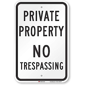 SmartSign - T1-1072-DG_12x18 "Private Property - No Trespassing" Sign | 12" x 18" 3M Diamond Grade Reflective Aluminum Black on White