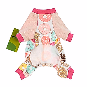 Fitwarm Sweet Donut Dog Pajamas, Cute Dog Clothes for Small Dogs Girl, Pet Onesie Cat Clothing, 100% Breathable Cotton, Pink, Medium