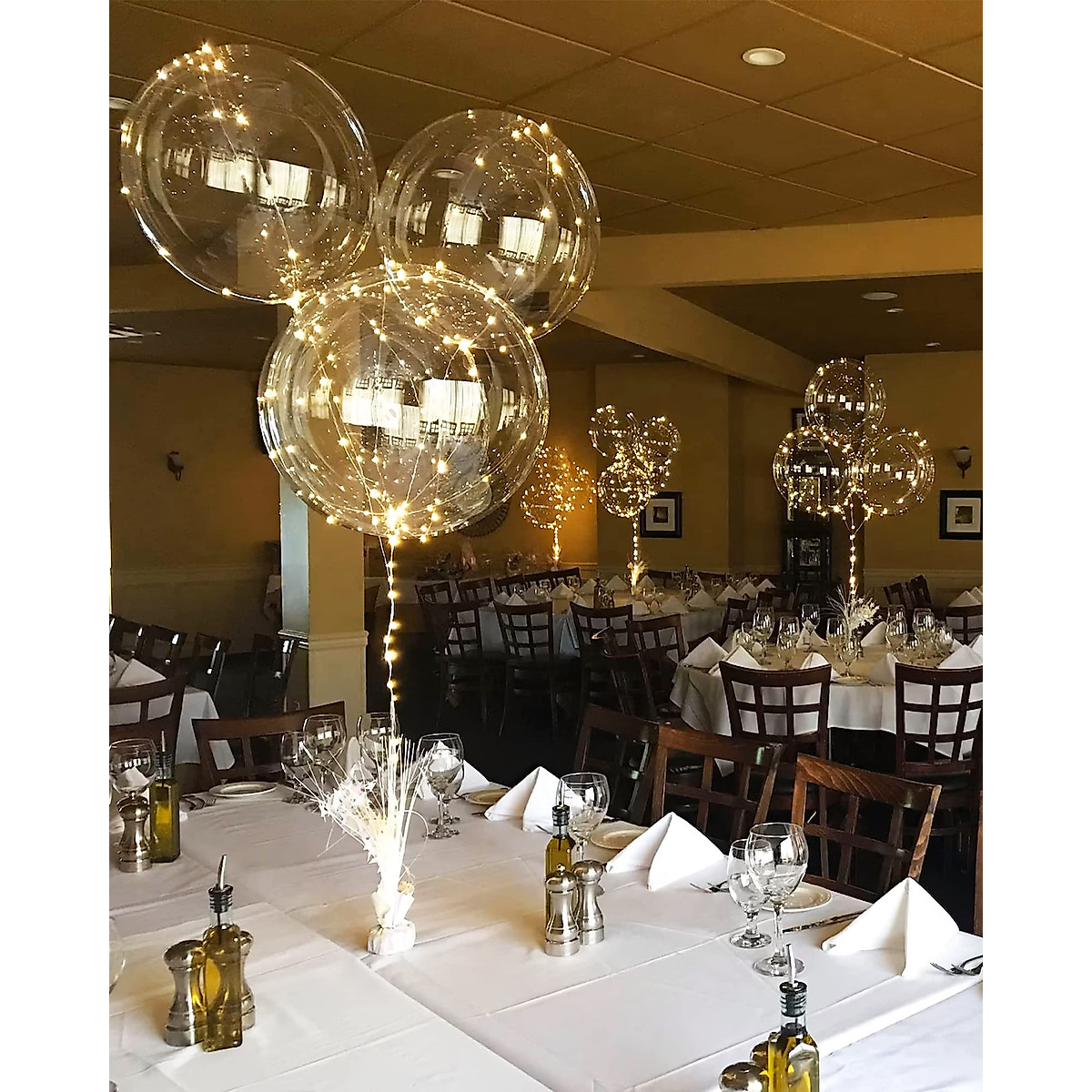 LED Balloons Light Up Balloons - 10 Pack Glow in the Dark Balloons, 20 Inch Clear Bobo Balloons with Lights, Bubble Balloons with String Lights, Helium Glowing Balloons for Party