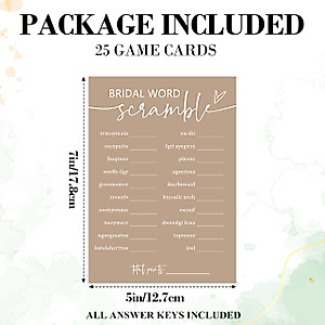 ZIIUFRN Bridal Shower Games, Bridal Word Scramble, 5x7 Inches, Fun and Hilarious Games for Bridal Shower, Wedding Shower, Bachelorette Party Decorations Supplies -B14