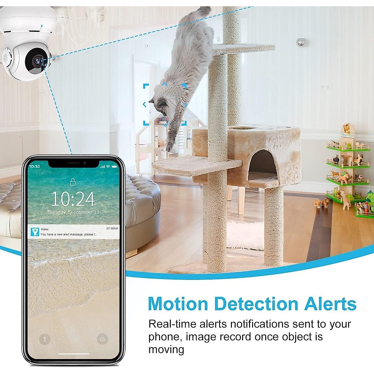 litokam Indoor Security Camera with 360° Motion Tracking, WiFi Baby Monitor Camera with Night Version, 1080P Home Security Cameras Wireless for Dog, Pet Camera with App, Two Way Audio, 2 Pack