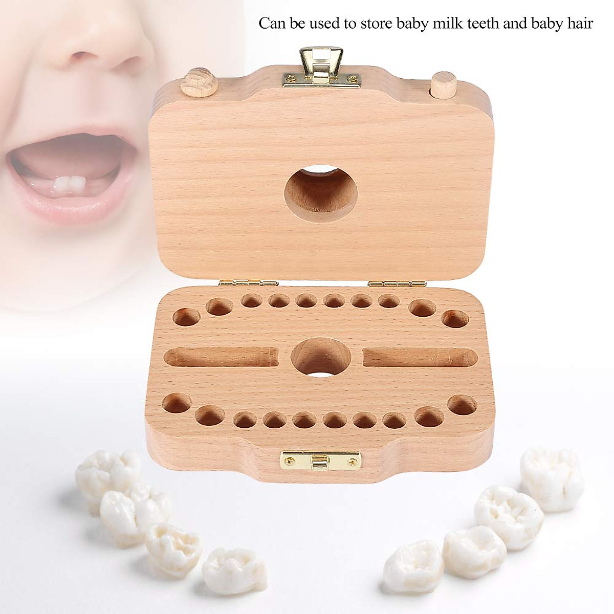 Yunnyp Wooden Simulation Camera Toy Tooth Storage Box,Baby Milk Teeth Hair Holders Preservation Box Collection Gift
