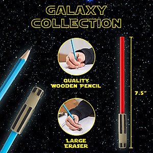 Light Saber Pencils Party Favors, Set for Kids 24 pack of Red and Blue Pencils with 3D Top Gifts Supplies for Star Wars Fan Boys Girls Teen Tween Adult - birthday party favors star wars Pencils