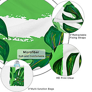 Ruikyhom Lounge Chair Towel Cover, Chaise Lounge Cover, Beach Chair Covers with 3 Pockets for Pool Sunbathing Beach Garden Courtyard Outdoor Trips, 85 x30 in, Green Leaves