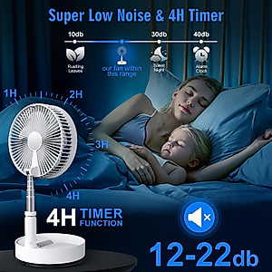 LIPETY Portable Foldable Rechargeable Oscillating Fan - 8" 7200mah Battery Operated USB C Small Fan Remote, Quiet Table Desk Fan Folding Standing Pedestal Fan for Bedroom Rome Office Camping Travel