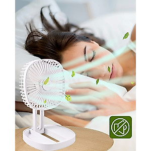 MOCAMOLA Small Desk Fan, Aromatic Desigh With Quiet 3 Speeds Wind, USB Powered With Portable Adjustable Mini Fan For Home, Office, Travel, Camping, Outdoor, Indoor, Car, 4.9 Inch White