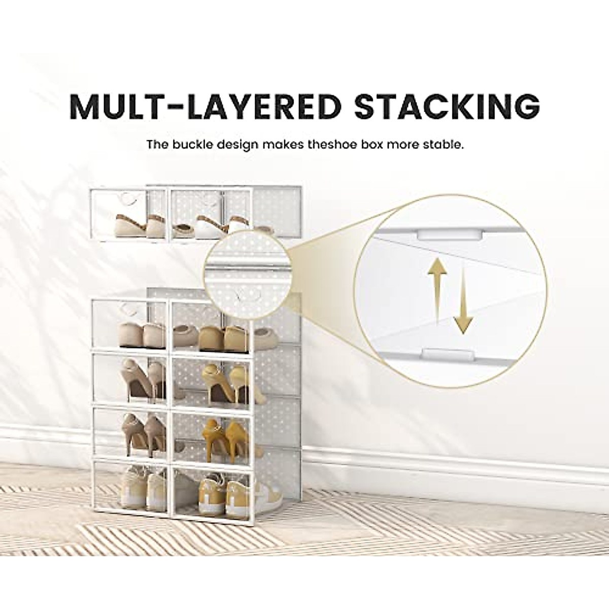 Pinkpum Shoe Storage Boxes Fit for Sizs 9 12 Pack Shoe Storage Boxes Fit for Sizs 11 12 Pack