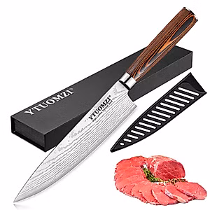 Ytuomzi Razor-Sharp Chef Knife, 8-inch High Carbon Stainless Steel Chef's Knife for Home Kitchen & Restaurant, 8" Chef Kitchen Knife with Sheath & Gift Box, Ergonomic Handle