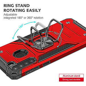 for Samsung A21 Case, Galaxy A21 Case, [ Military Grade ] Heavy Duty Shockproof Hard Rubber Bumper with 360° Rotation with ring kickstand Cases for Samsung Galaxy A21 (Red)
