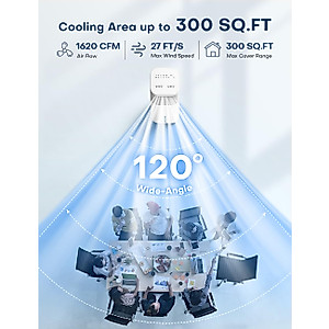 CENSTECH 4-IN-1 Portable Air Conditioners, Evaporative Air Cooler w/4 Modes & 3 Speeds, 15H Timer for Smart Auto-off, 2-Gal Tank for 20H Cooling,17FT Remote,No Hose Needed,120°Oscillating Swamp Cooler