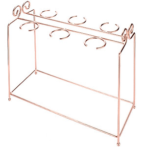 MyGift Modern Copper Metal Wire Countertop Hanging Wine Glass Holder, Stemware Display Rack