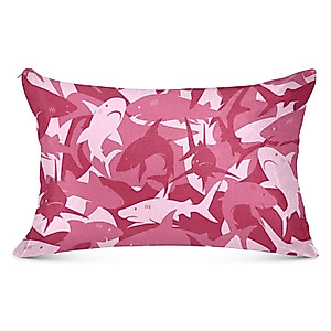 Sharks Camo Pink Pillowcase for Hair and Skin Body Pillow Cover Bed Pillow King Size 20"X 40" Super Soft Pillow Case with Zipper for Pillow