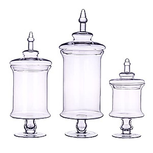 Clear Glass Apothecary Jar with Lid Decorative Candy Buffet Jars Elegant Glass Storage Containers for Weddings Home Bathroom Decor and Kitchen Centerpieces (D:6.9" H:17")