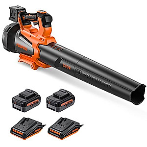 FIILPOW 40V 570CFM Leaf Blower, Brushless Leaf Blower Cordless with 2×4.0Ah Battery and Fast Charger, Turbo Mode and 3 Variable Speed Lock, Axial Fan, Blower for Lawn Care, Yard, Driveway, Walkway
