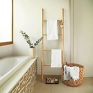 Wooden Blanket Ladder, 5.4 Ft, Blanket Quilt Towel Holder Rack Decorative Ladder, Multi-style Ladder Shelf For Living Room Bedroom Bathroom Home Decor