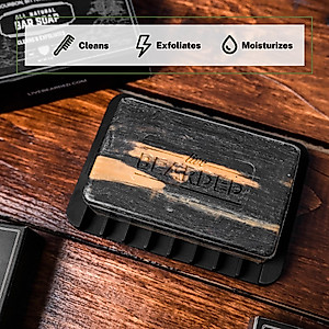 Live Bearded: All-Natural Bar Soap For Men, 3-Pack of 3 5 oz. Bars, Made in the USA - Exfoliates, Moisturizes - Bamboo, Charcoal, Pumice, Coconut, Avocado, and Argan Oils - American Scent